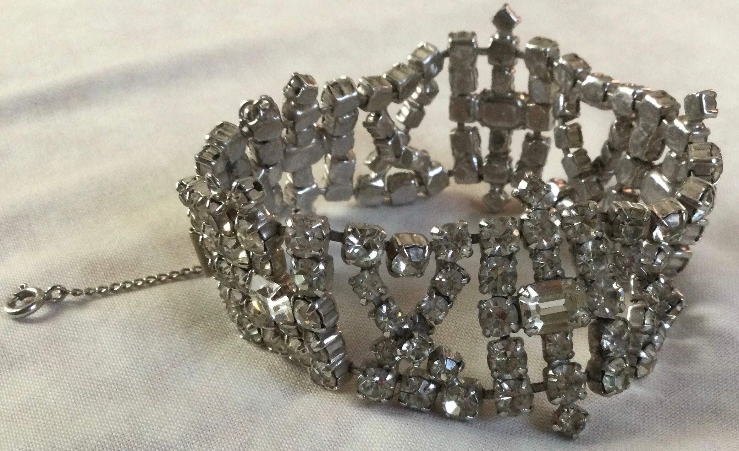 Rhinestone 1950s KRAMER Bracelet Wide Rhinestones/crystals Encrusted ...