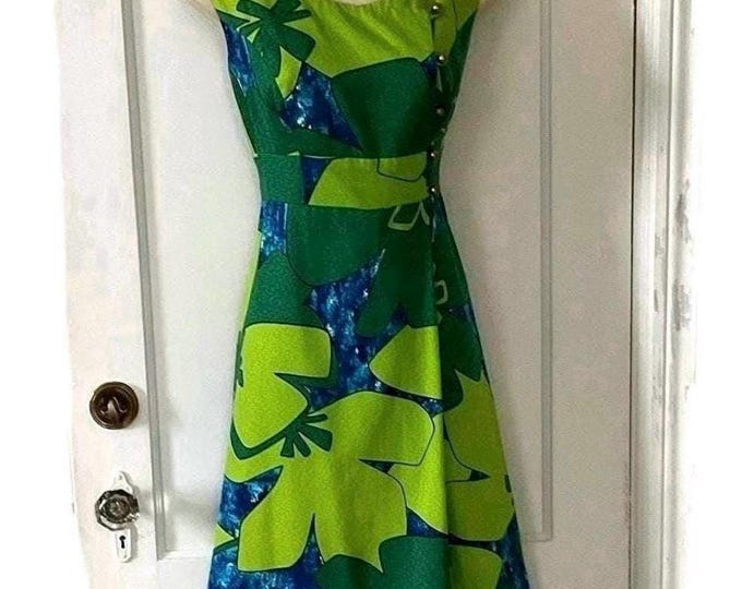 1960’s Vintage LOLA of Hawaii Maxi Aloha Dress - Green Floral ...