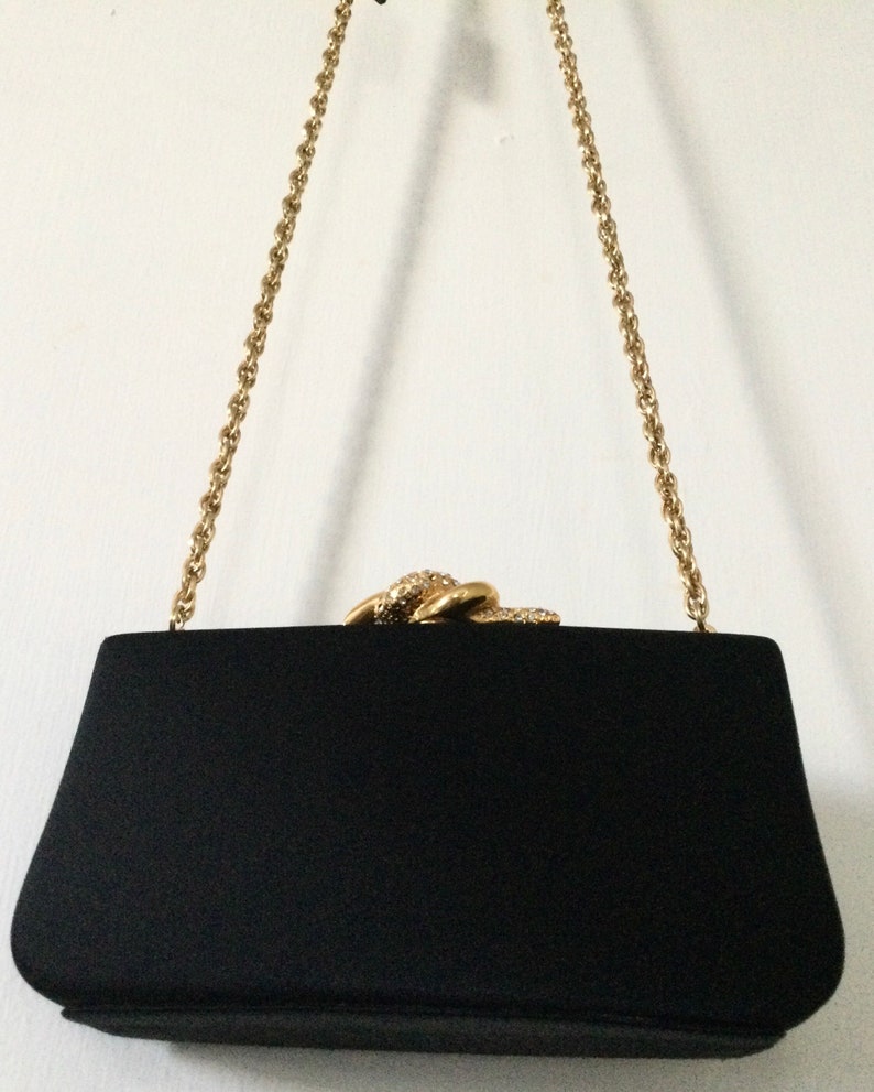Black Silk Vintage RODO Bag New Black Satin Silk Chainlink - Etsy