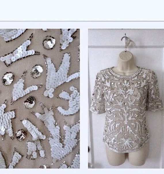 Ivory Beaded Victoria Royal Top - Ivory/Oatmeal Color… - Gem