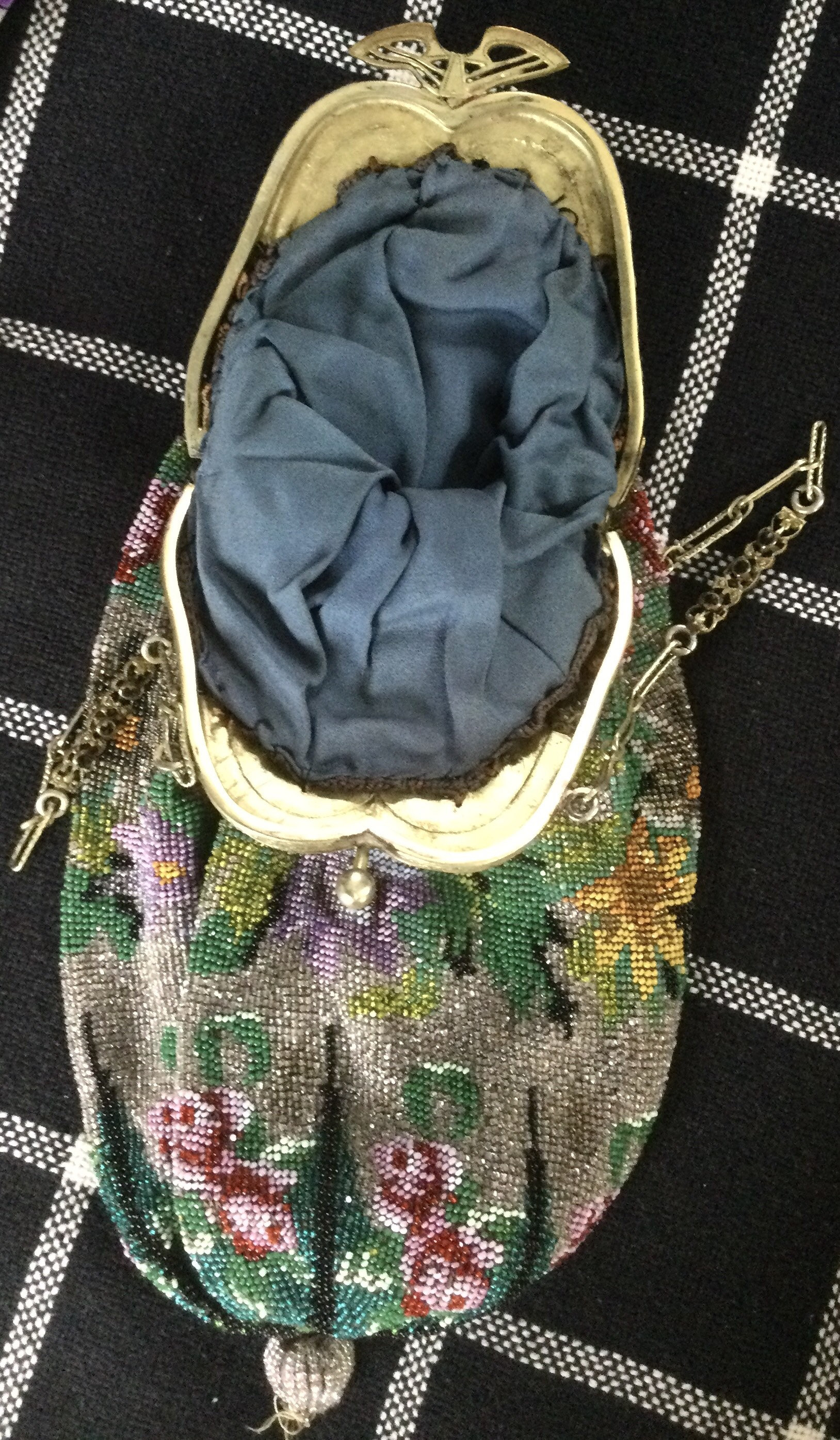 Antique Victorian Floral Beadwork Bag Grey/red 1920s Floral - Etsy