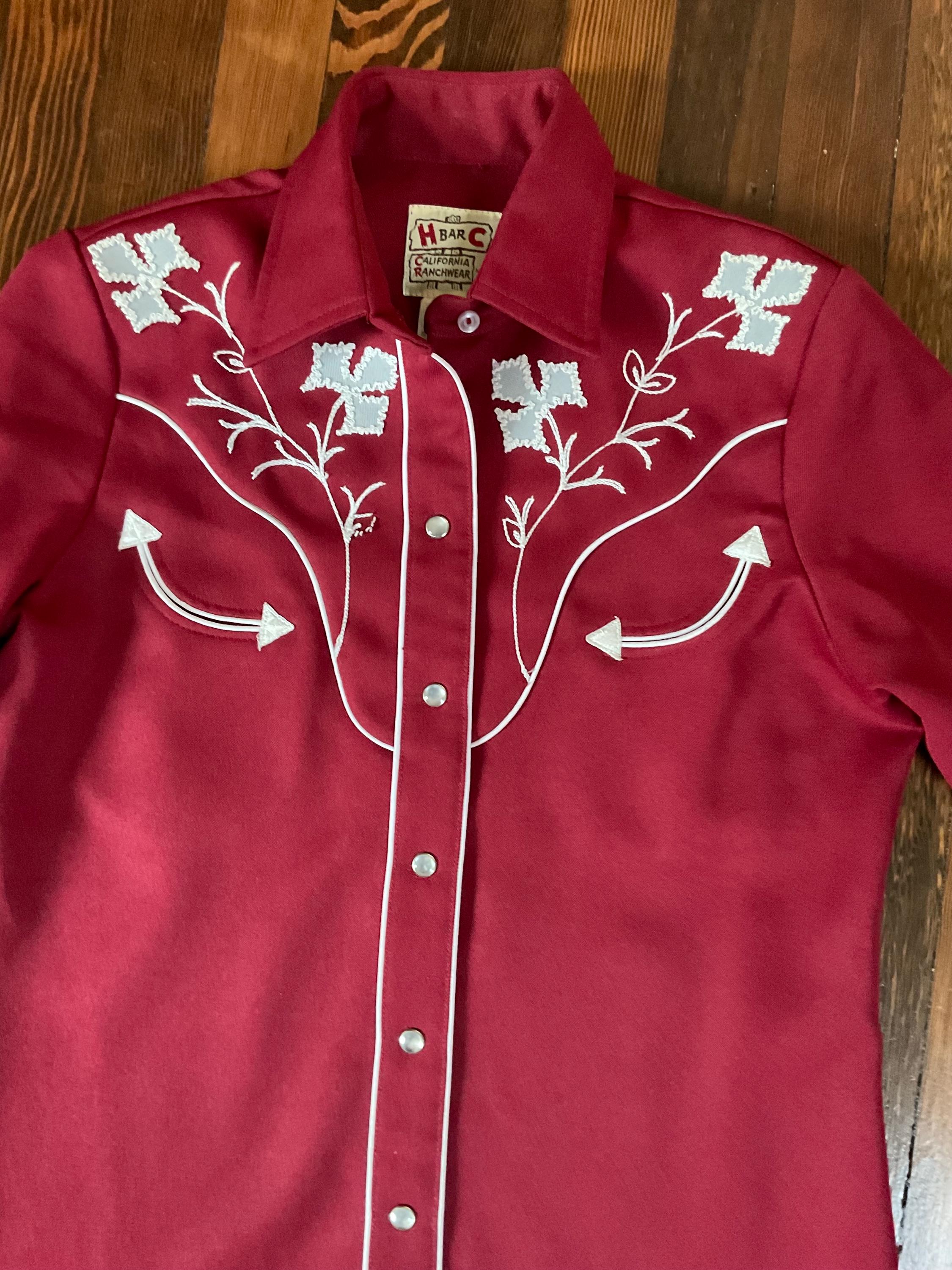 H Bar C California Ranchwear 1970’s Vintage Contrast Piping/embroidery ...