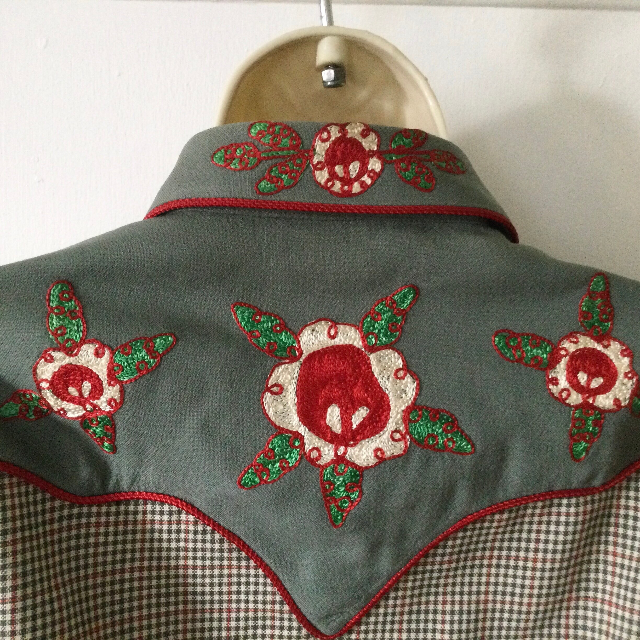 RODEO BEN Vintage Western Shirt Olive/red Two Tone Gabardine - Etsy