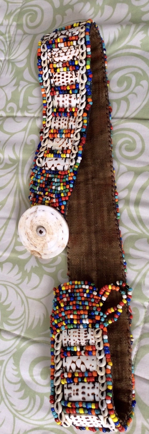 Beaded Vintage African Tribal Belt - Hand-Woven Multi… - Gem