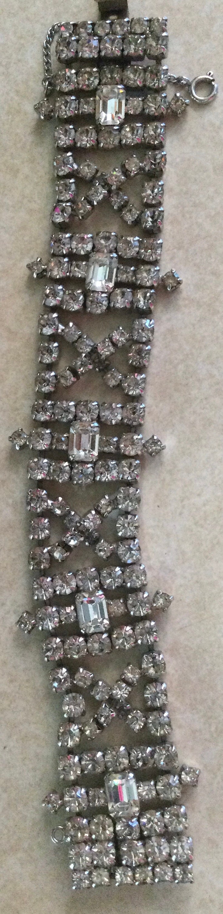 Rhinestone 1950s KRAMER Bracelet Wide Rhinestones/crystals Encrusted ...