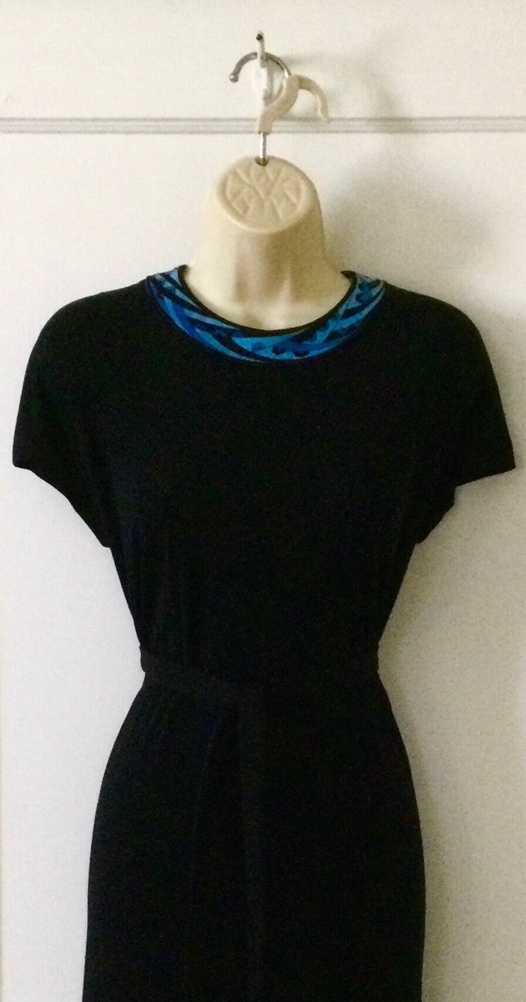 AVERARADO BESSI Black/blue Floral Trim Dress - Black/blue Floral/swirl ...