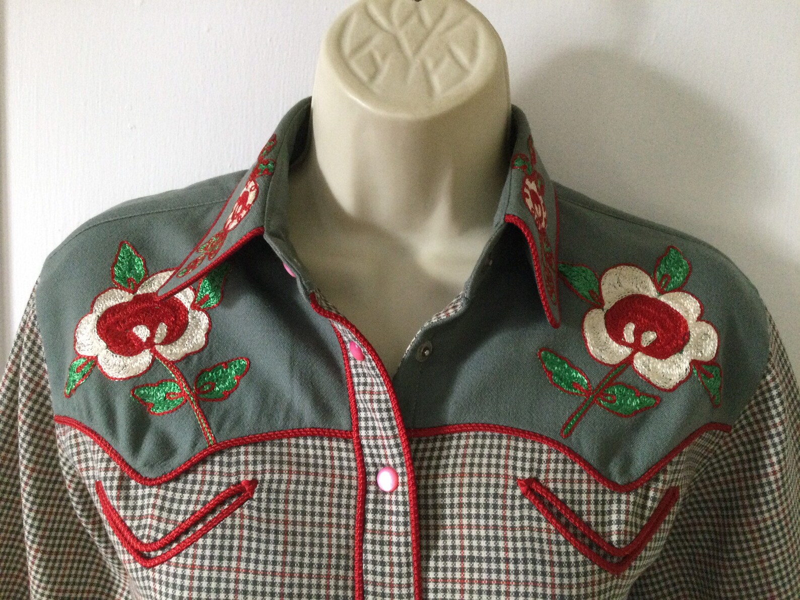 RODEO BEN Vintage Western Shirt Olive/red Two Tone Gabardine - Etsy