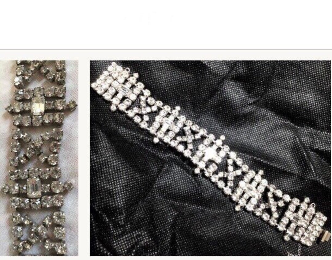 Rhinestone 1950’s KRAMER Bracelet - Wide Rhinestones/crystals Encrusted ...