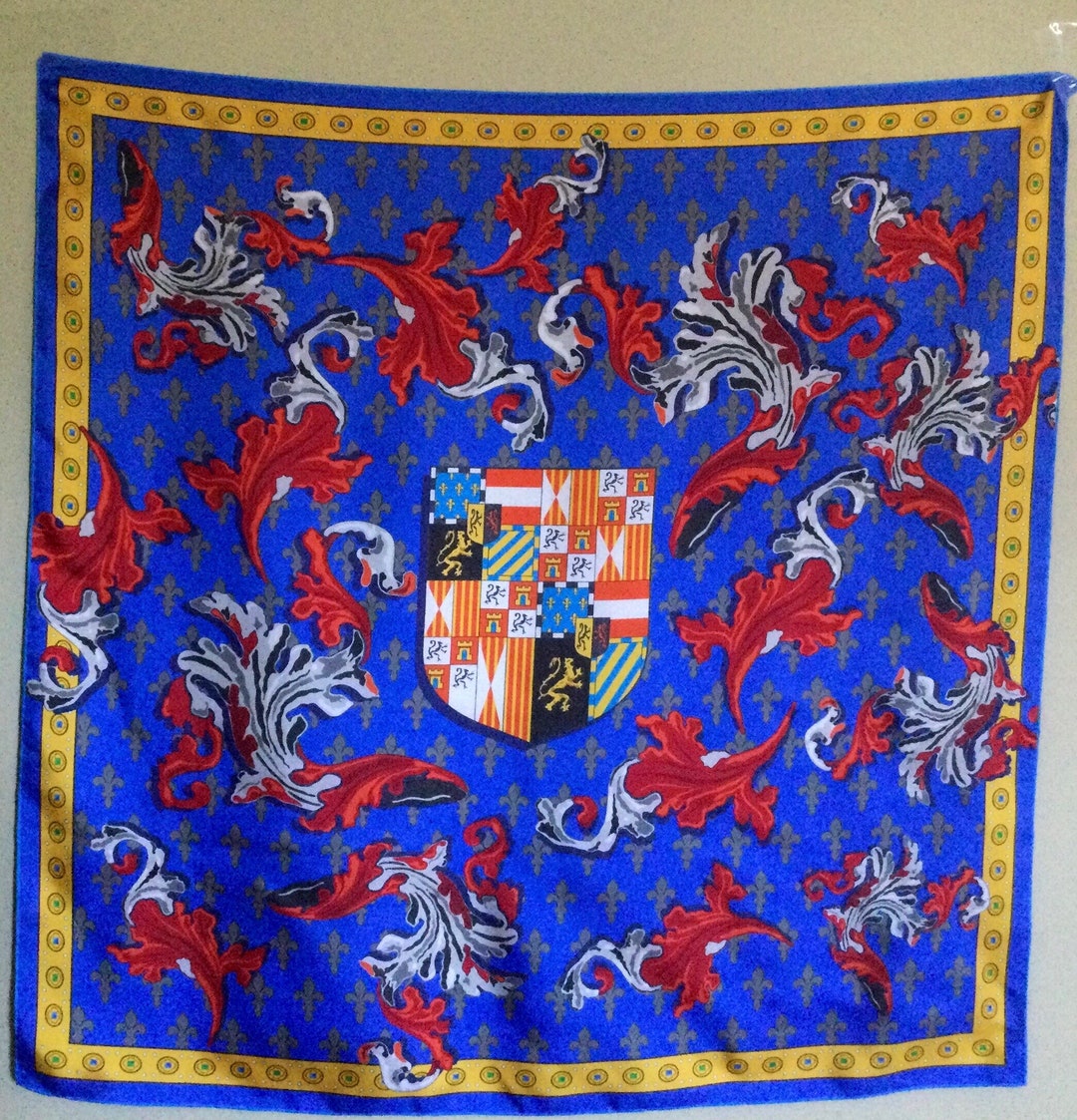 Large Blue/red/gold French Royal Heraldry/coat-of-arms Silk Square 1980 ...