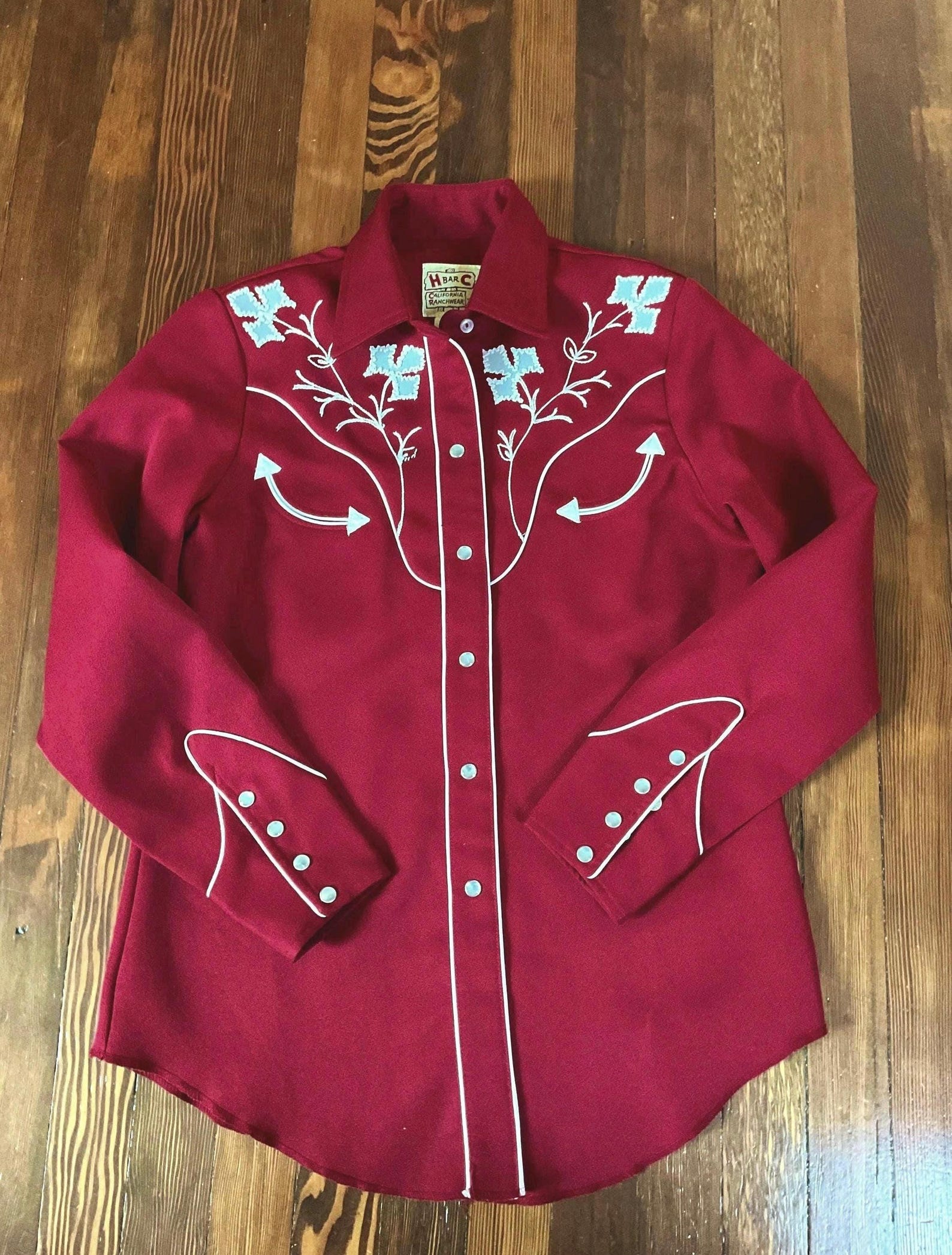 H Bar C California Ranchwear 1970’s Vintage Contrast Piping/embroidery ...