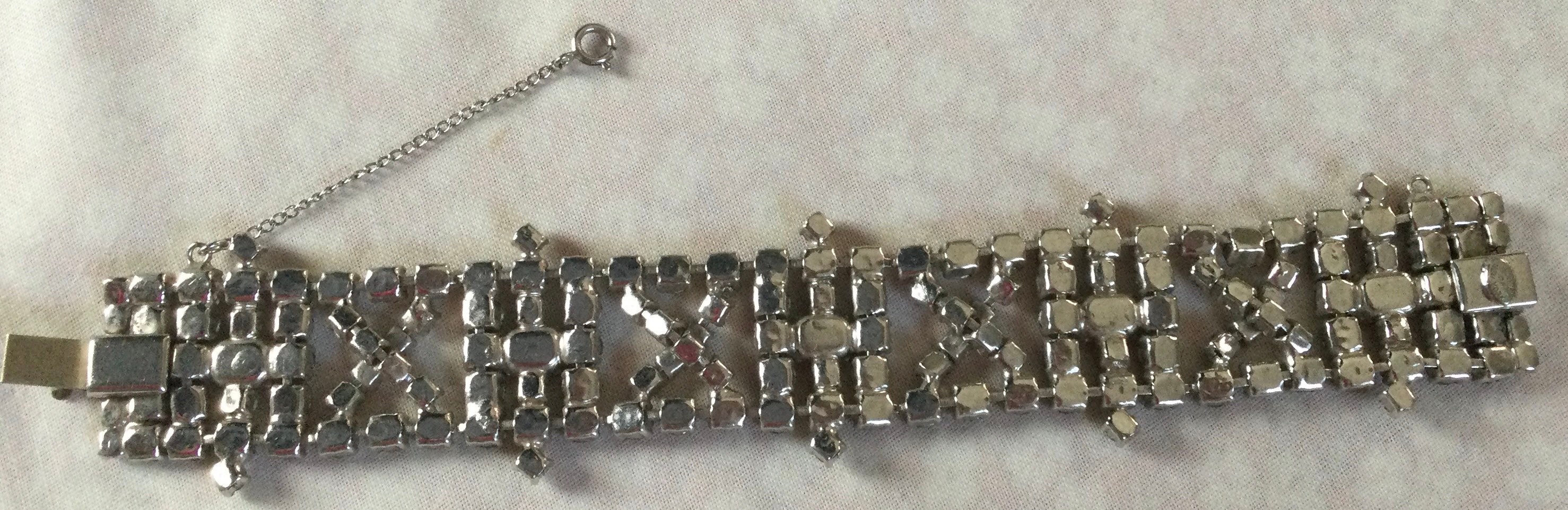 Rhinestone 1950s KRAMER Bracelet Wide Rhinestones/crystals Encrusted ...