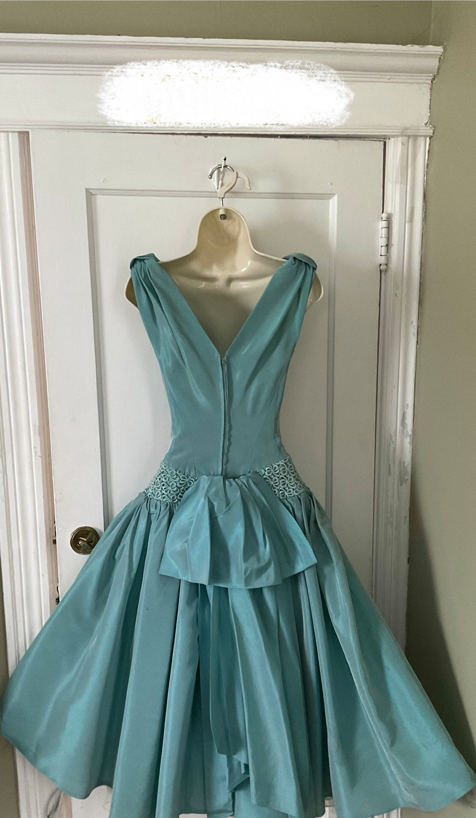 Powder Blue Silk 1950’s Vintage Midi Gown/dress - Powder Blue Taffeta ...