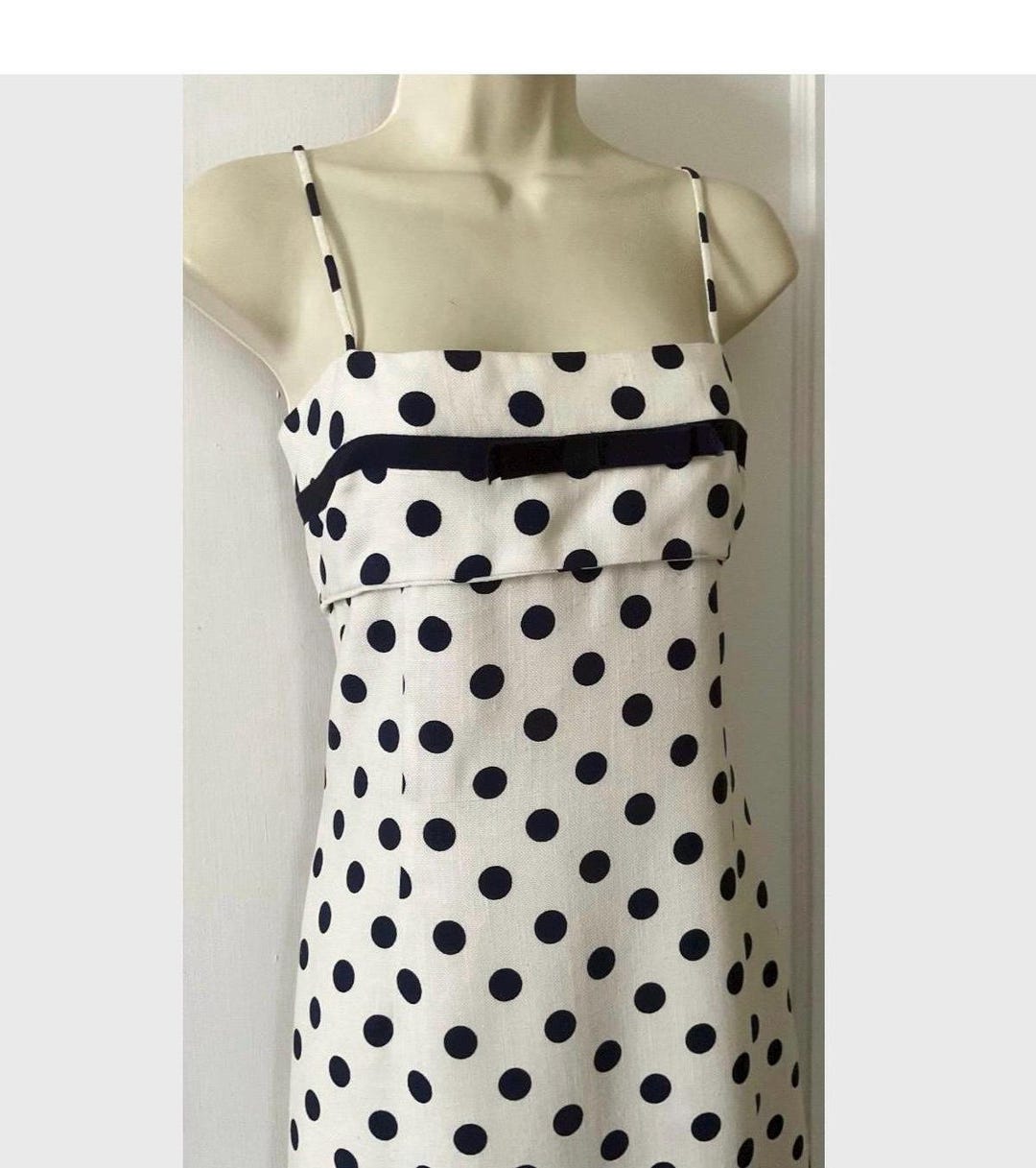 1970’s Vintage JEAN ALLEN Maxi Dress/jacket Set - Ivory/navy Polkadot ...