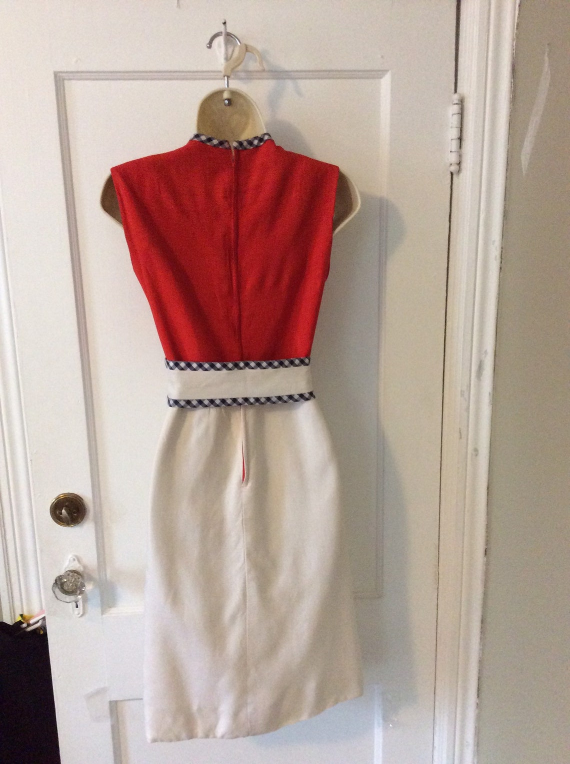 Bonwit Teller Vintage Dress Red/ivory Silk 1970s Vintage - Etsy