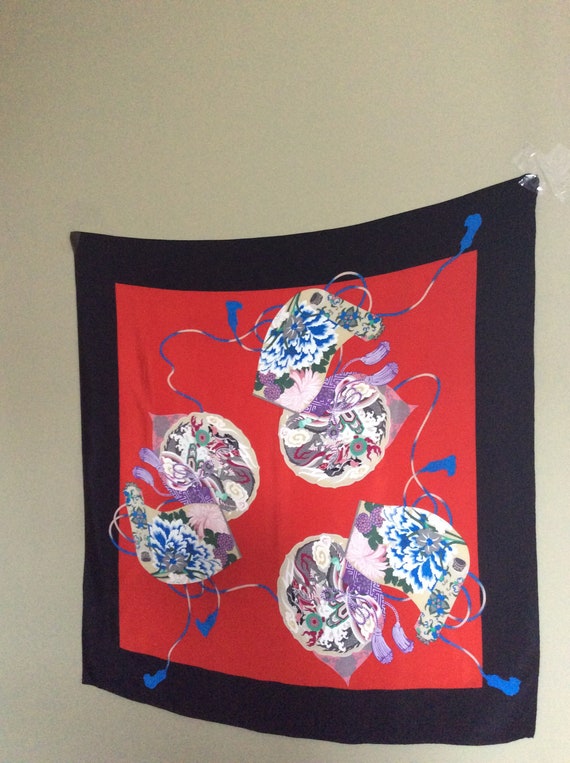Red/Black Japanese Symbols Scarf - Red/Black Japanese… - Gem