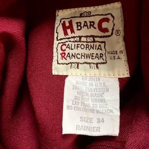 H Bar C California Ranchwear 1970’s Vintage Contrast Piping/embroidery ...