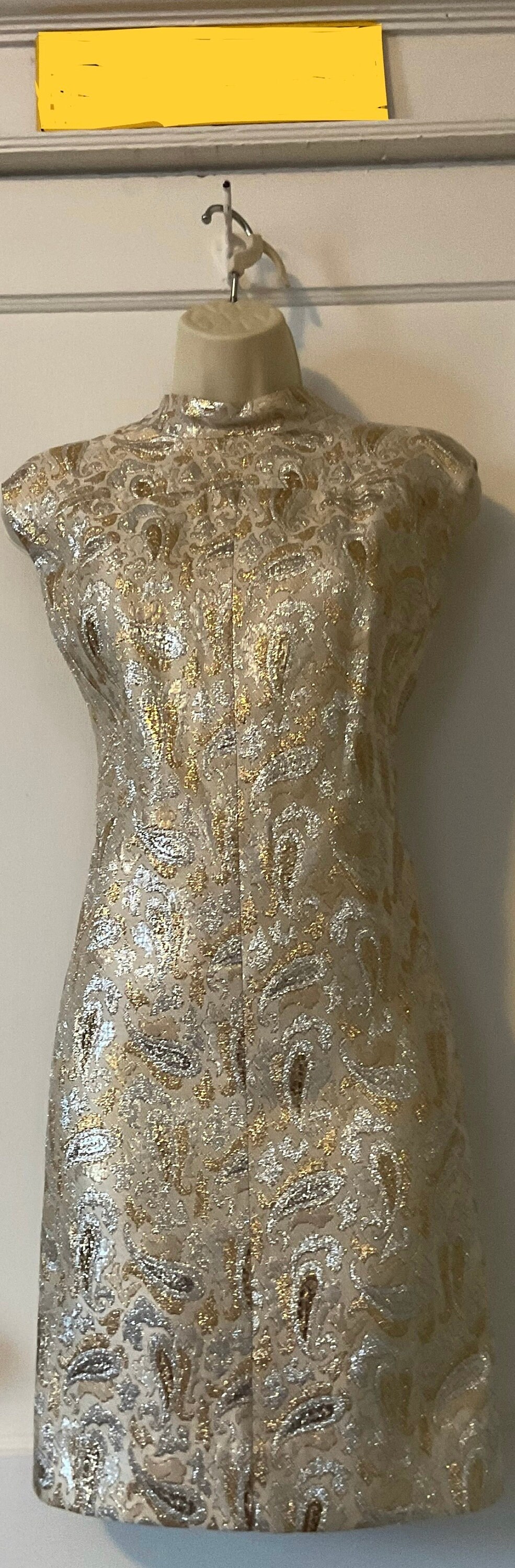 MARTHA Gold/silver Brocade 1960s Vintage Dress Gold/silver Paisley ...