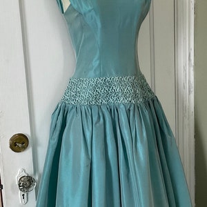 Powder Blue Silk 1950’s Vintage Midi Gown/dress - Powder Blue Taffeta ...