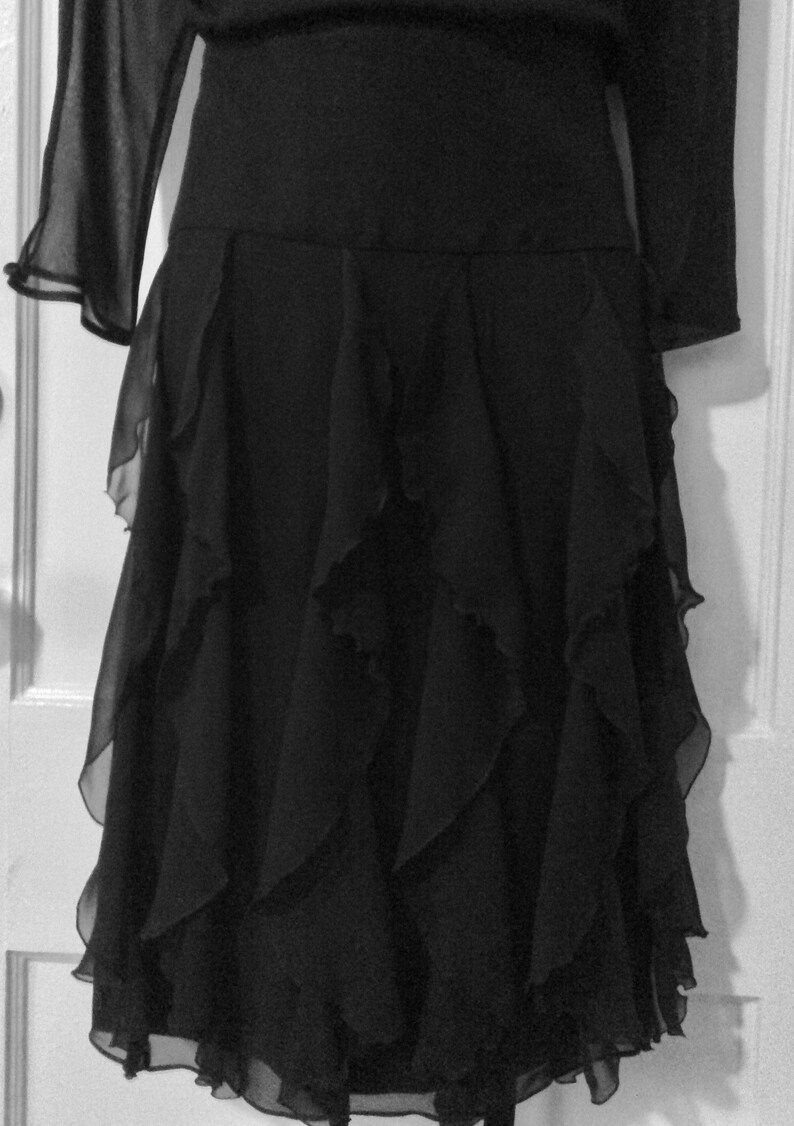 Vintage ESCADA Dress - Black ESCADA Sheer Illusion-shoulder Ruffled ...