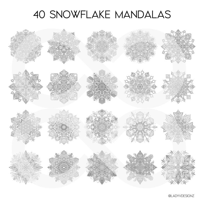 Geometric Snowflake Coloring Book, Printable Procreate Coloring Pages ...