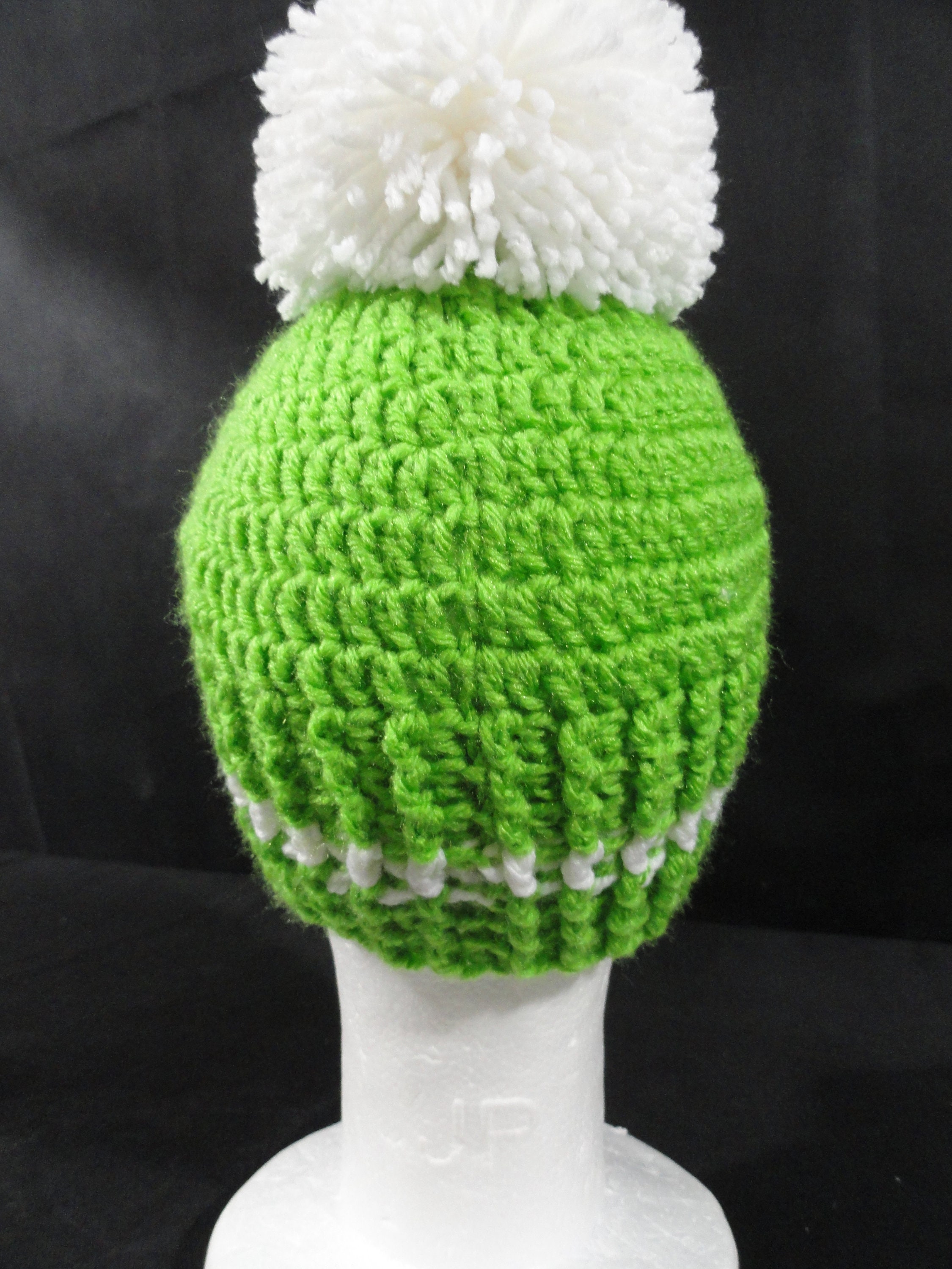 Unisex Winter Hat Fashionable Green and White Hat Ribbed | Etsy