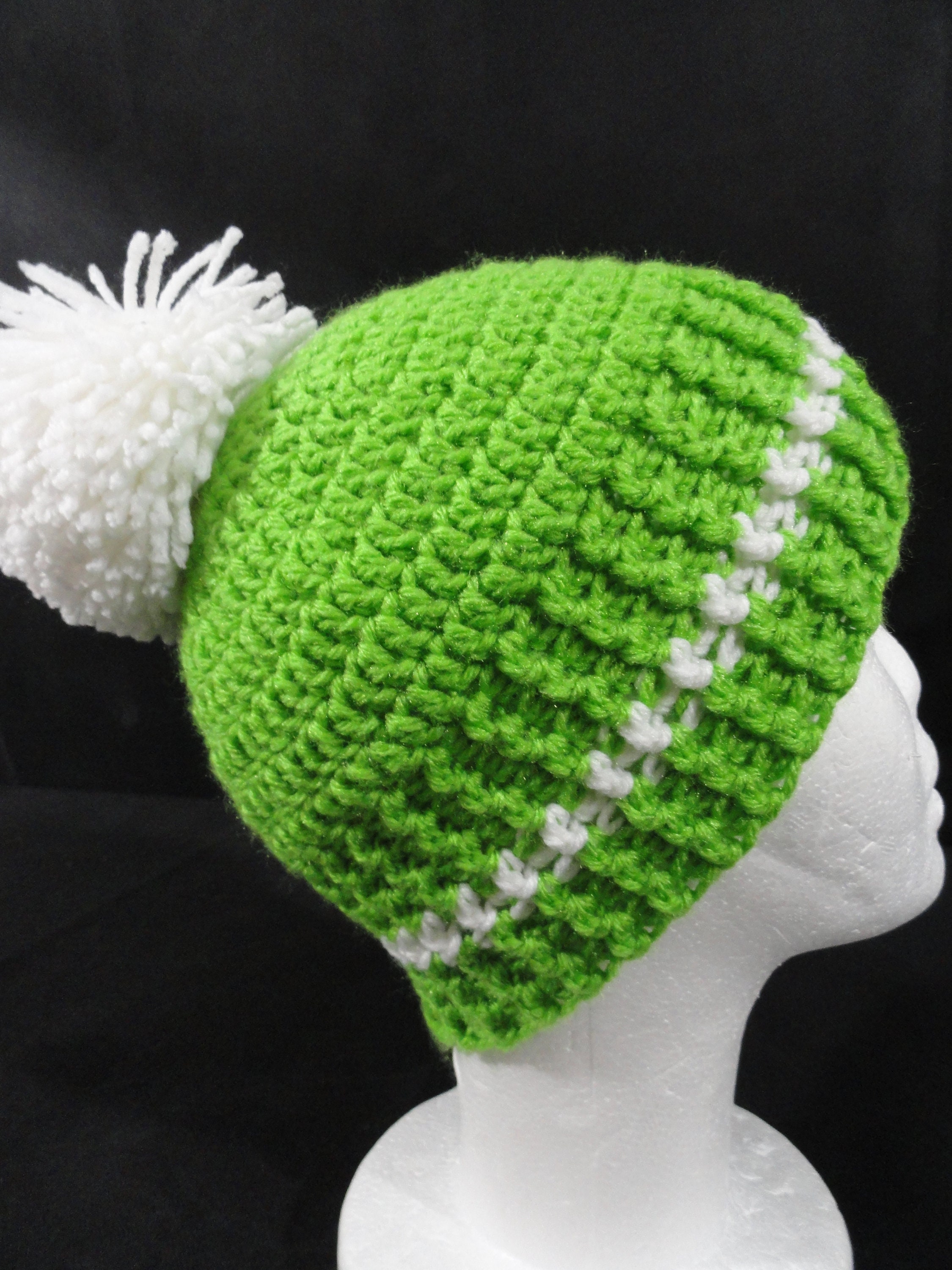 Unisex Winter Hat Fashionable Green and White Hat Ribbed | Etsy