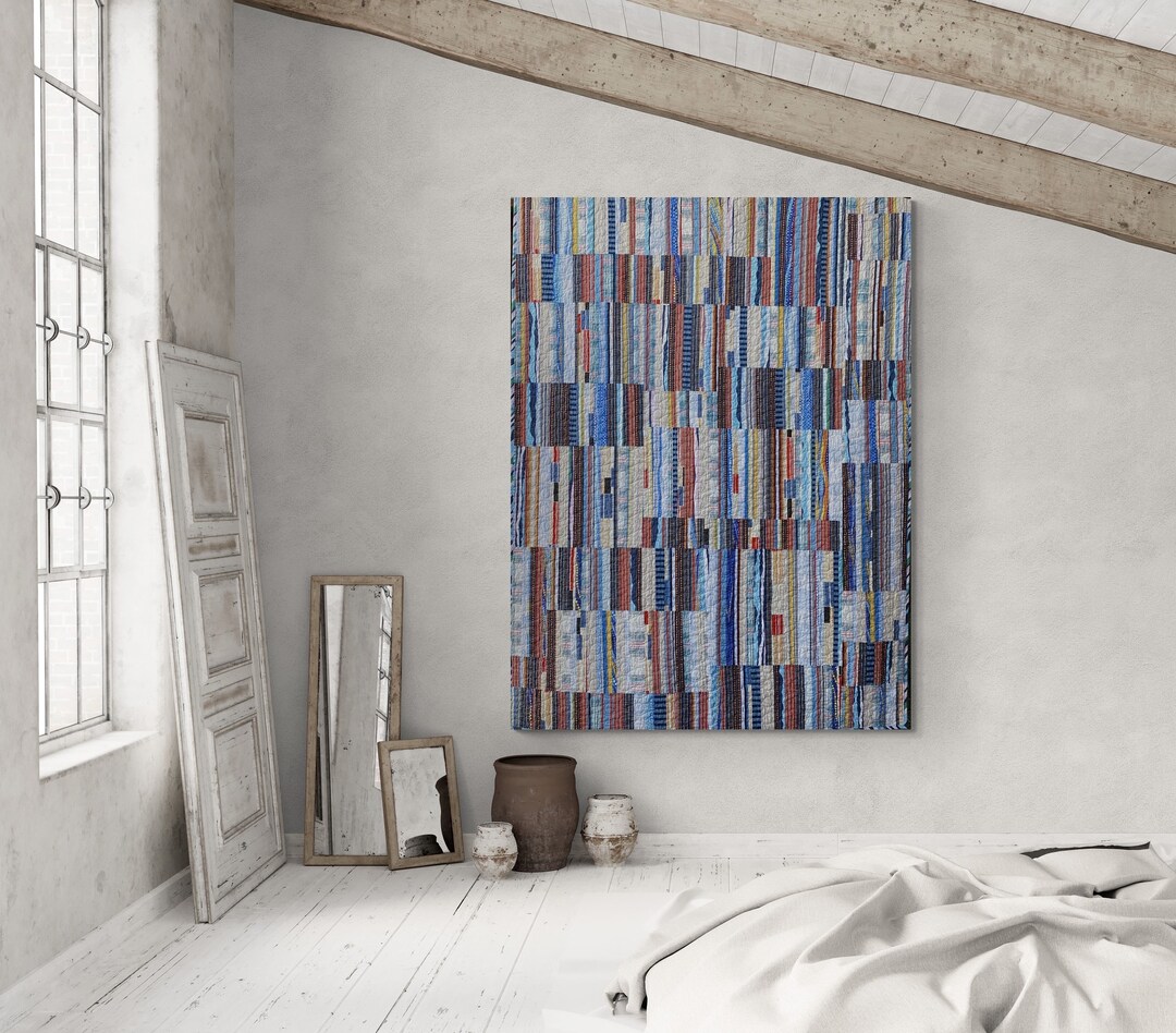 Modern Quilt LINESCAPE Modern Linear Design. Muted Palette. Striped ...
