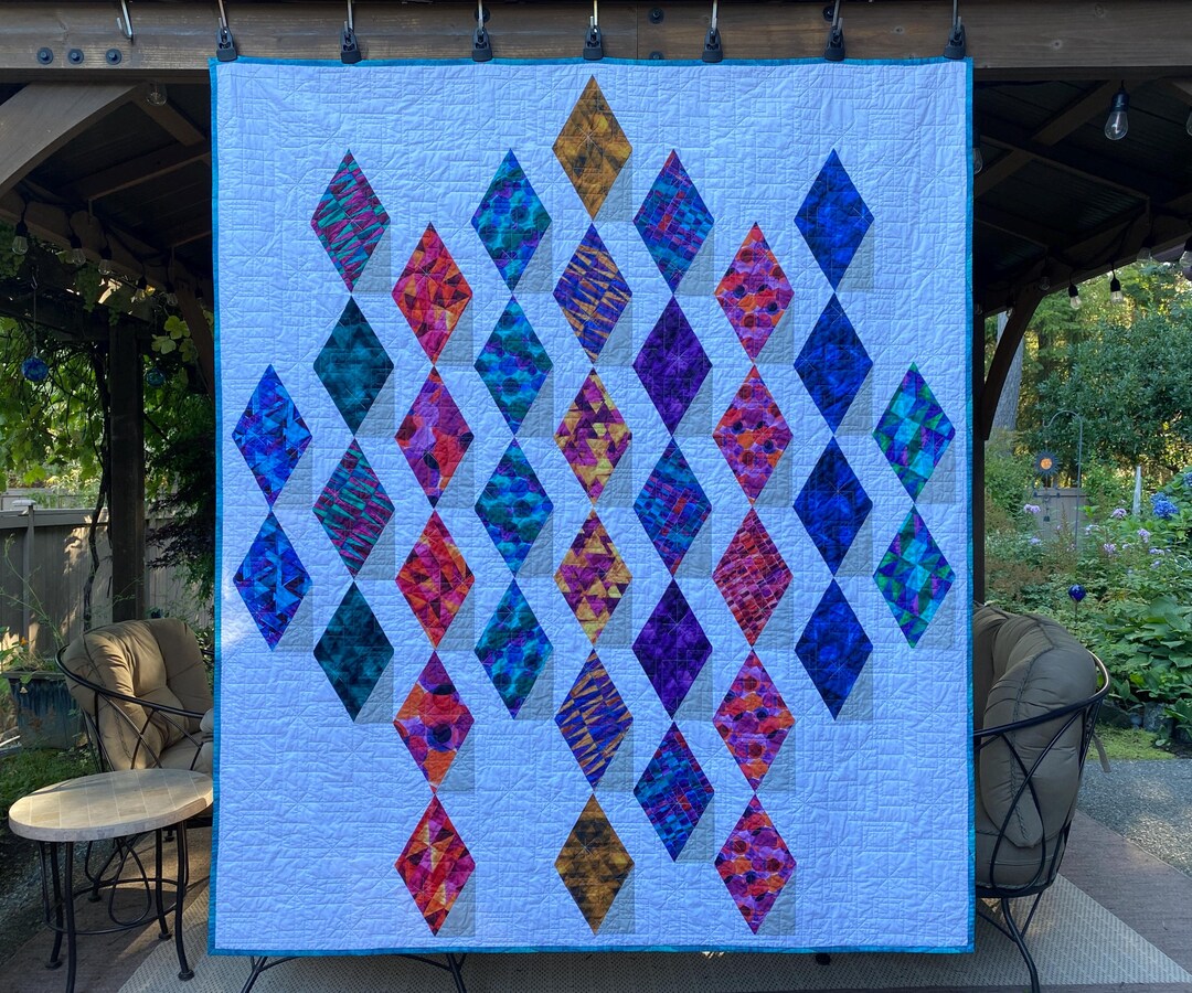 Handmade Modern Quilt: Gemstone Strands Geometric Throw (61” X 71”) - Etsy