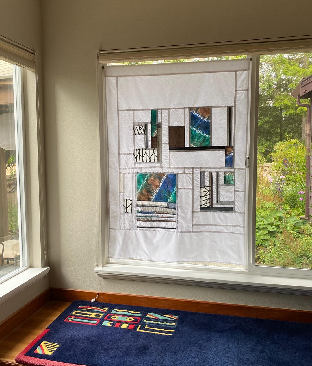 Mid-century Modern Window Panel. Modern Patchwork Curtain With Stained ...