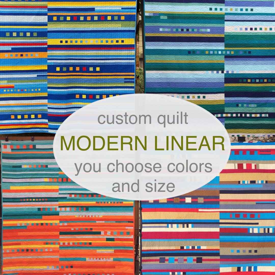 Modern Custom Quilt MODERN LINEAR Mid-century Design. Made to Order ...
