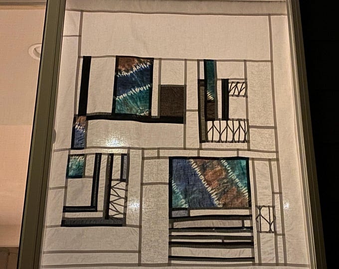 Mid-century Modern Window Panel. Modern Patchwork Curtain With Stained ...