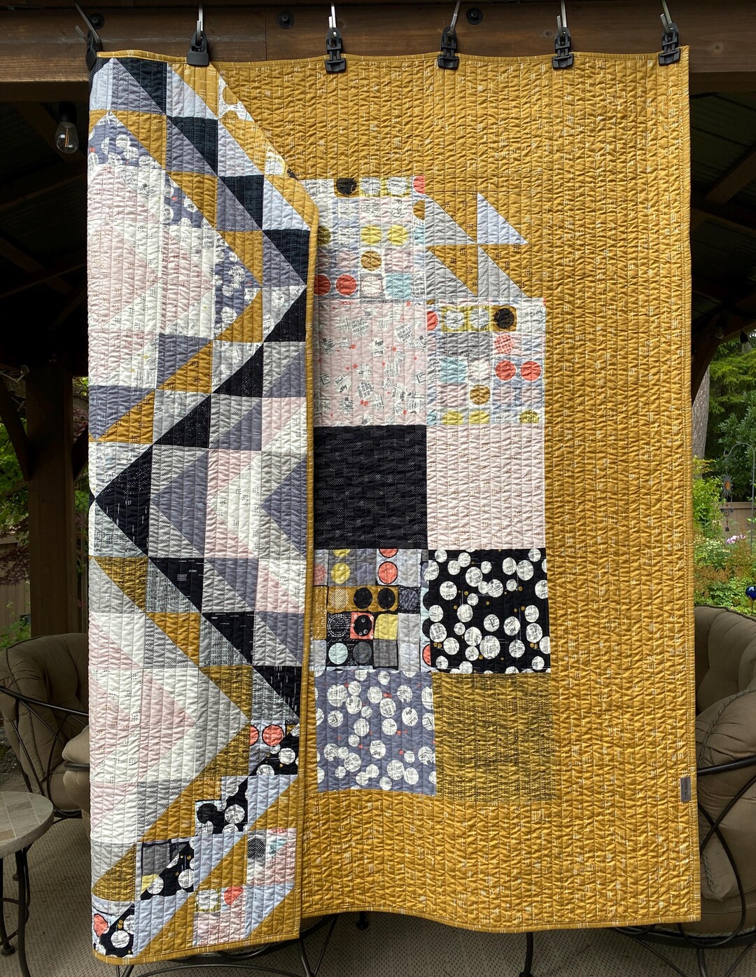 Modern Quilt NUTMEG Handmade Throw. Contemporary Palette, Modern Prints ...