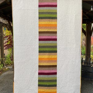 Modern Quilt FALLING LEAVES Minimal, Linear Design in Warm Autumn ...