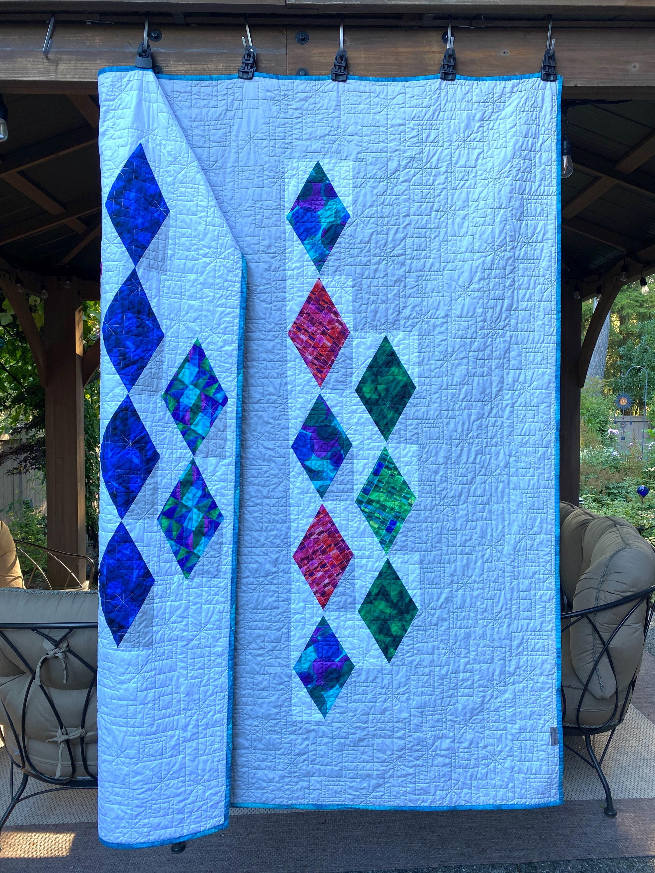 Handmade Modern Quilt: Gemstone Strands Geometric Throw (61” X 71”) - Etsy