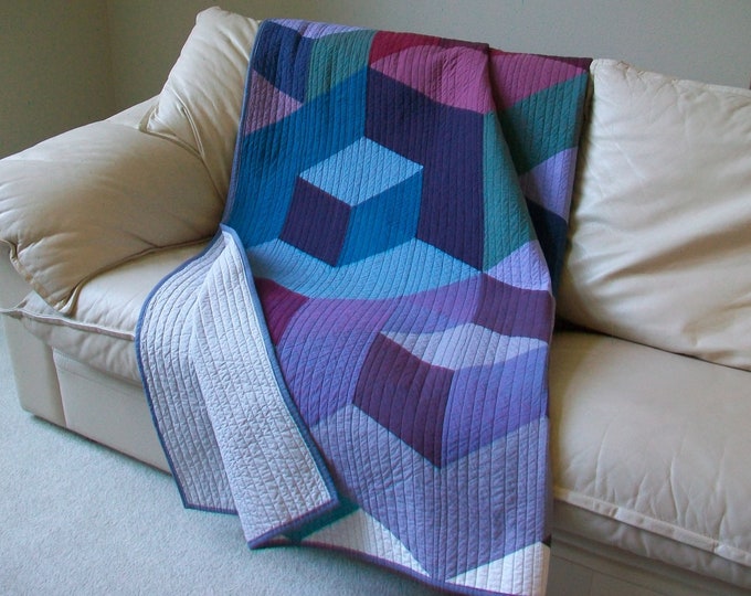 CUBED Handmade Modern Throw Quilt 68 X 69 Three-dimensional - Etsy