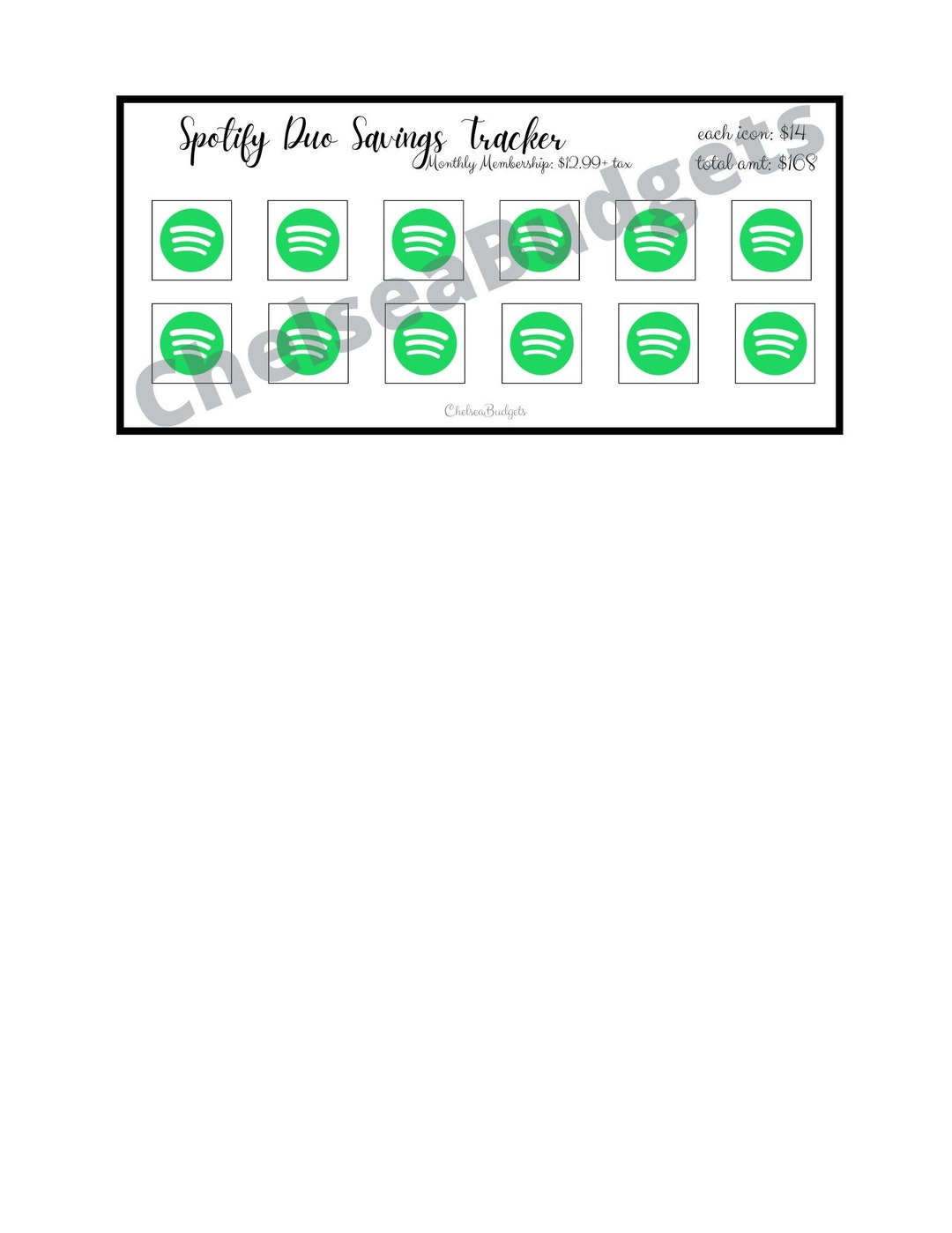 Printable Spotify Duo Subscription Tracker - Etsy