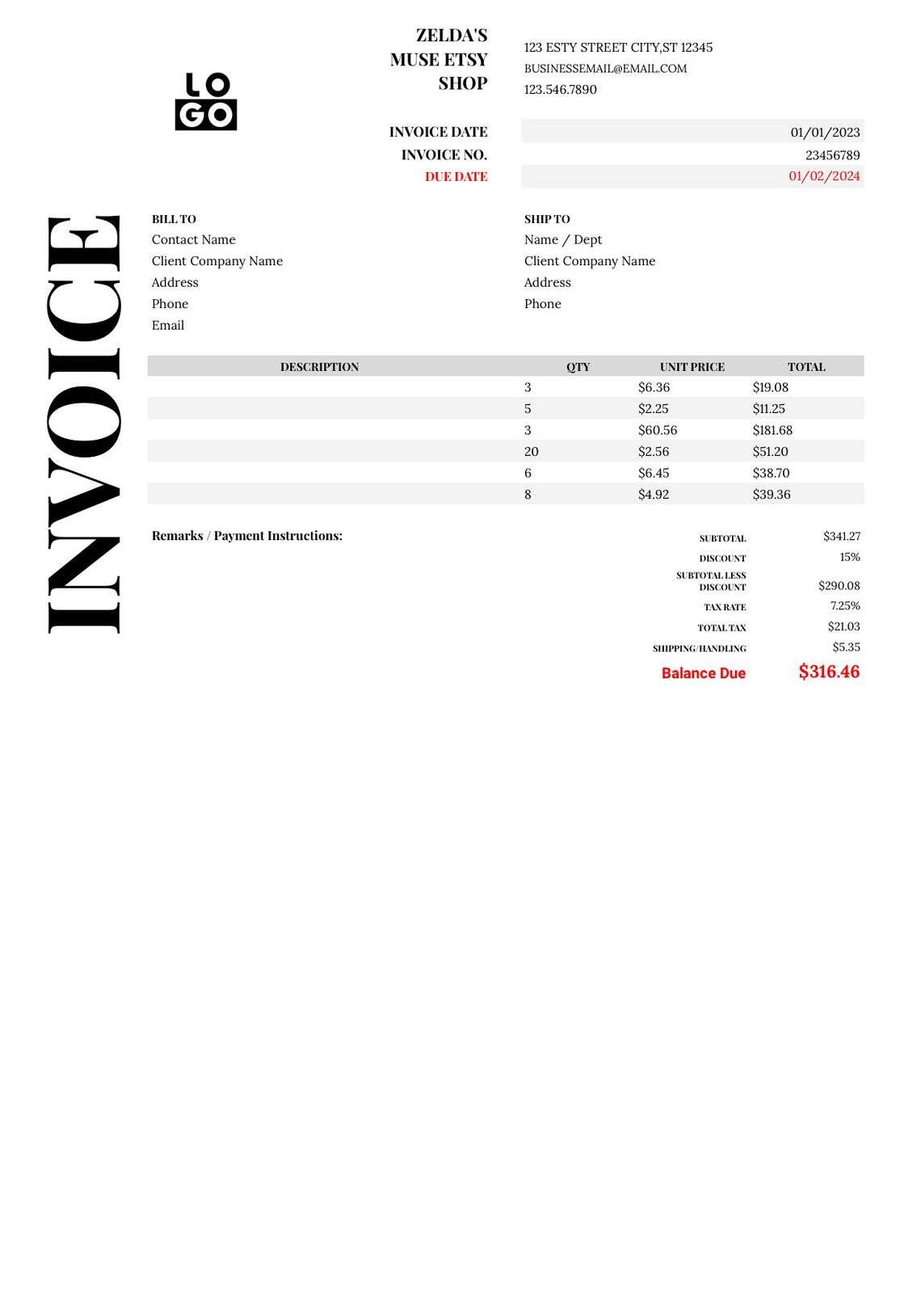 EDITABLE Invoice/receipt Template Bundle,invoice Template for Google ...