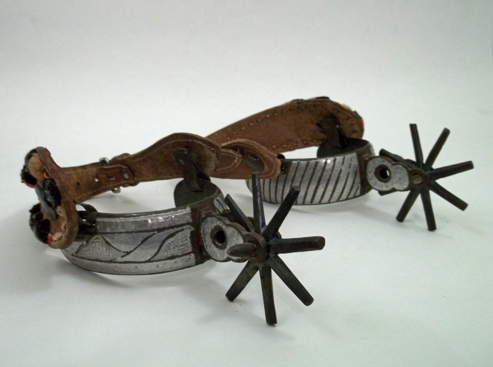 Antique Rare Fancy Mexican Spurs With Matching Overlay Silver and Large ...