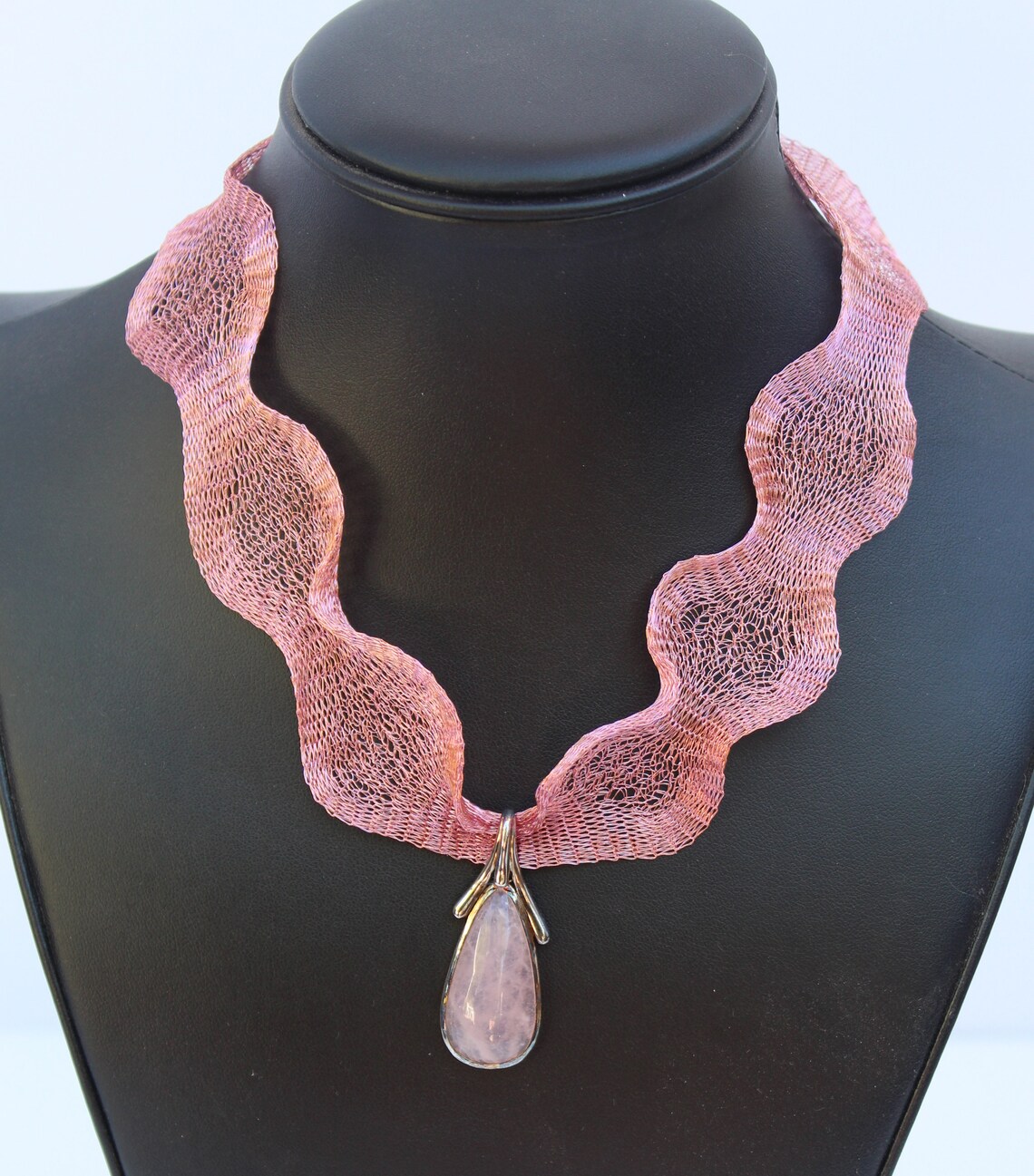 Collar colgante de cuarzo rosa - Etsy España