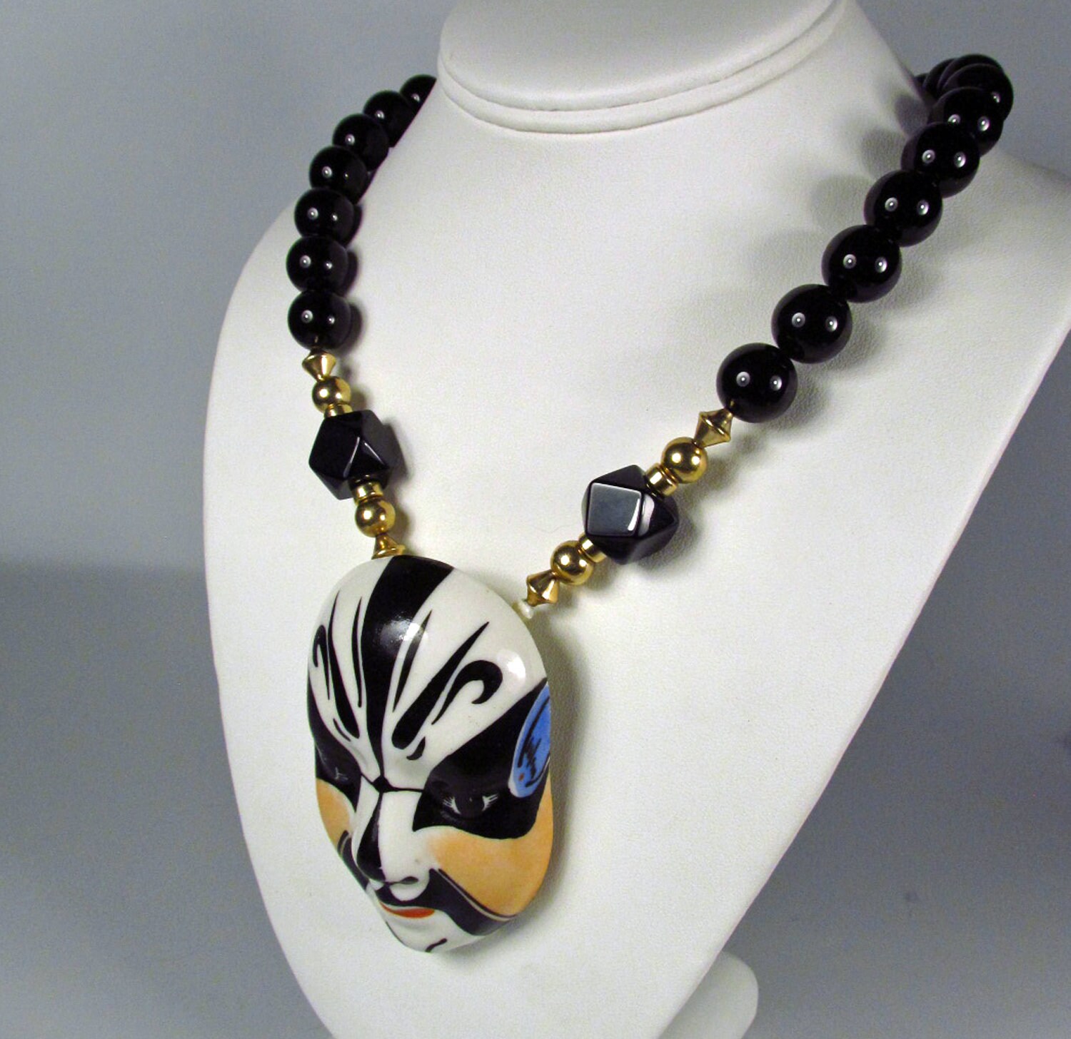 Chinese Porcelain Peking Opera Mask Necklace - Etsy