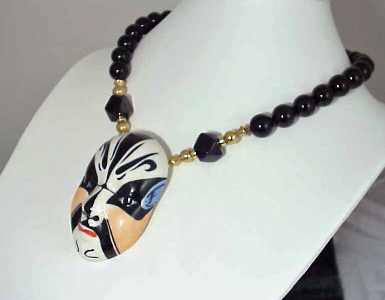Chinese Porcelain Peking Opera Mask Necklace - Etsy