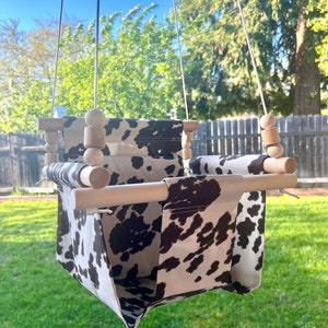 Brown Cow Print Baby Toddler Fabric Swing Minimalistic Baby - Etsy