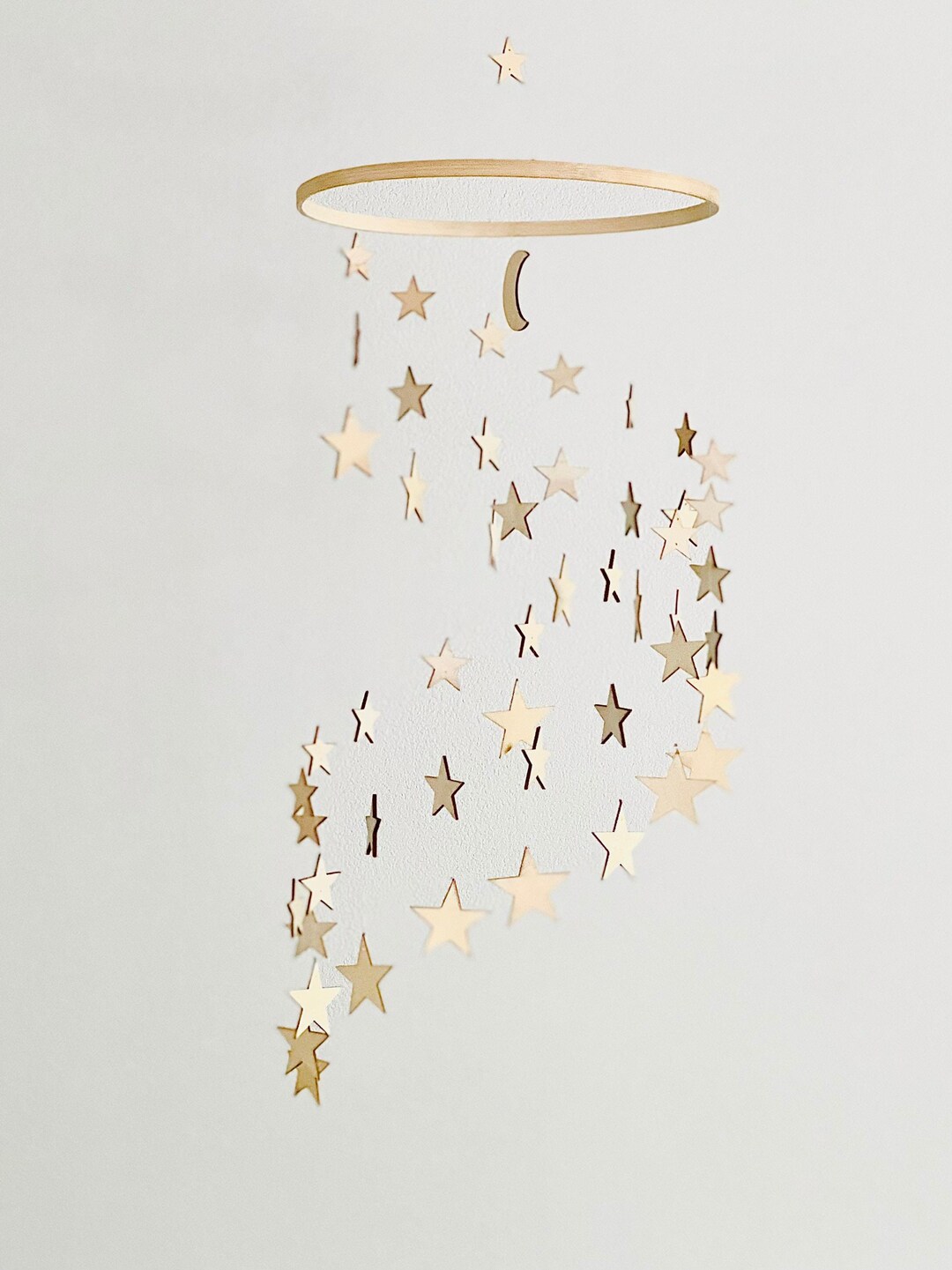 Wood Stars Baby Mobile, Stars and Moon Mobile Nursery, Night Baby ...