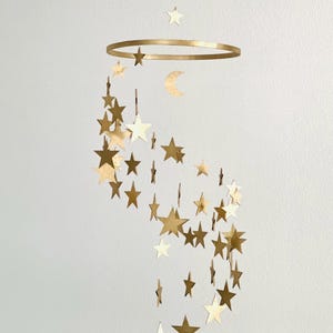 Gold Stars Baby Mobile, Silver Stars and Moon Mobile Nursery, Moon Baby ...