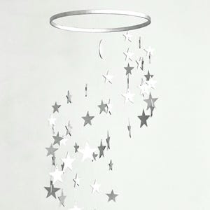 Gold Stars Baby Mobile, Silver Stars and Moon Mobile Nursery, Moon Baby ...