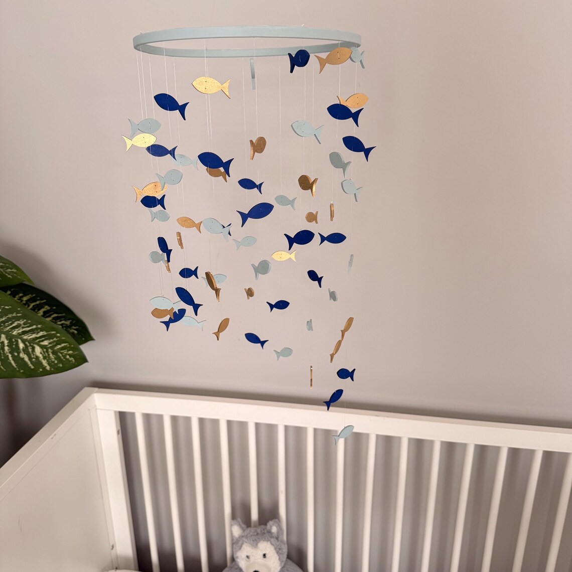 Baby Gift for Fisherman Dad – Fishing Nursery Mobile, Wooden Fish Crib ...
