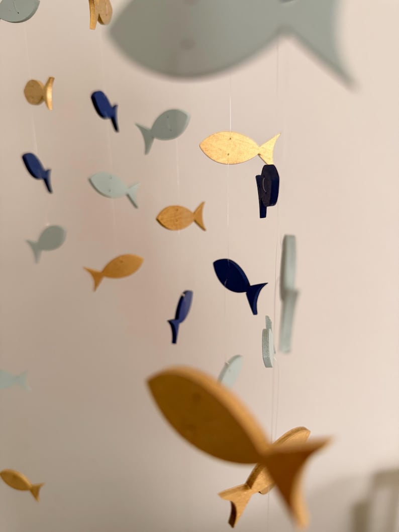 Baby Gift for Fisherman Dad – Fishing Nursery Mobile, Wooden Fish Crib ...
