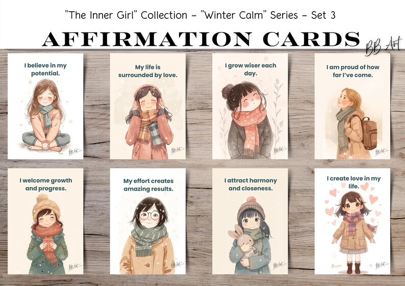 Illustrated Affirmation Cards for Emotional Balance, Self-awareness ...