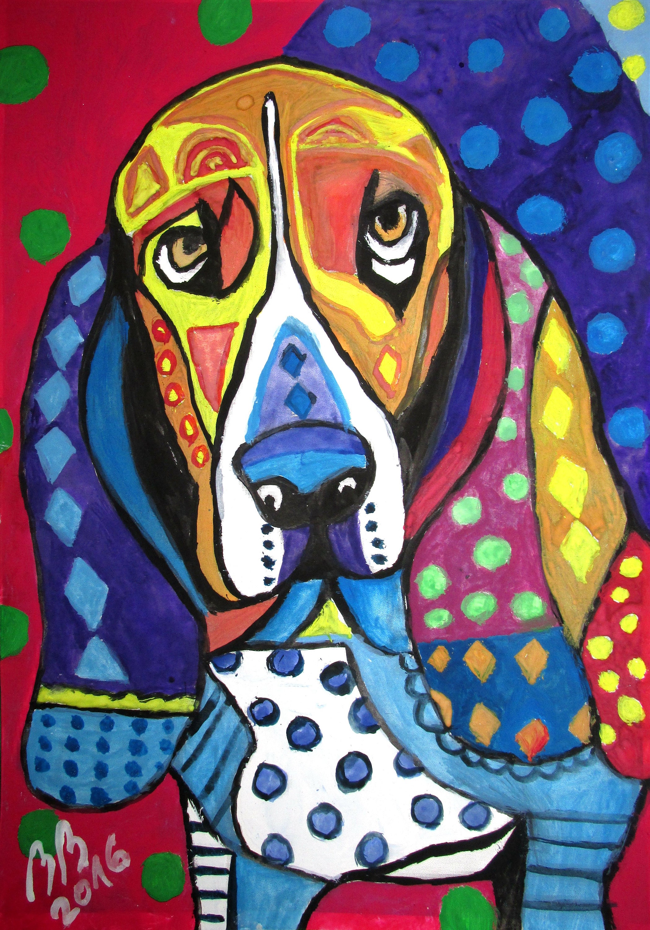 Original Watercolor Painting of an Abstract Dog, Size A4, Signed With ...