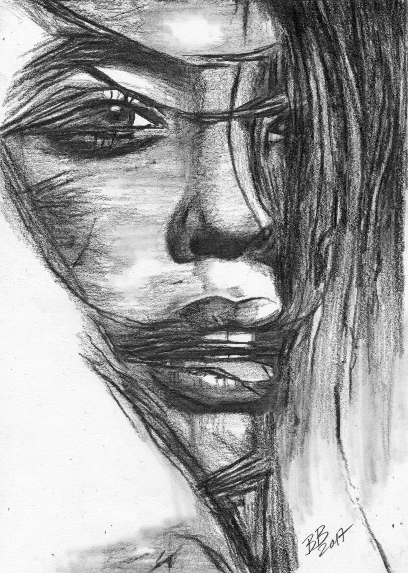 Original Abstract Pencil Drawing Portrait of Beautiful Woman | Etsy